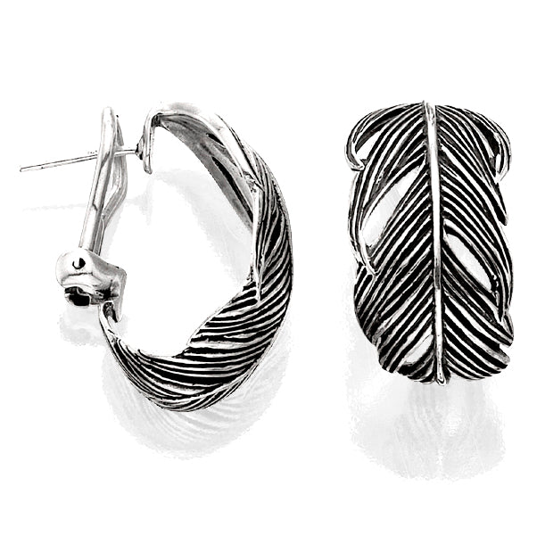 feather earrings silver