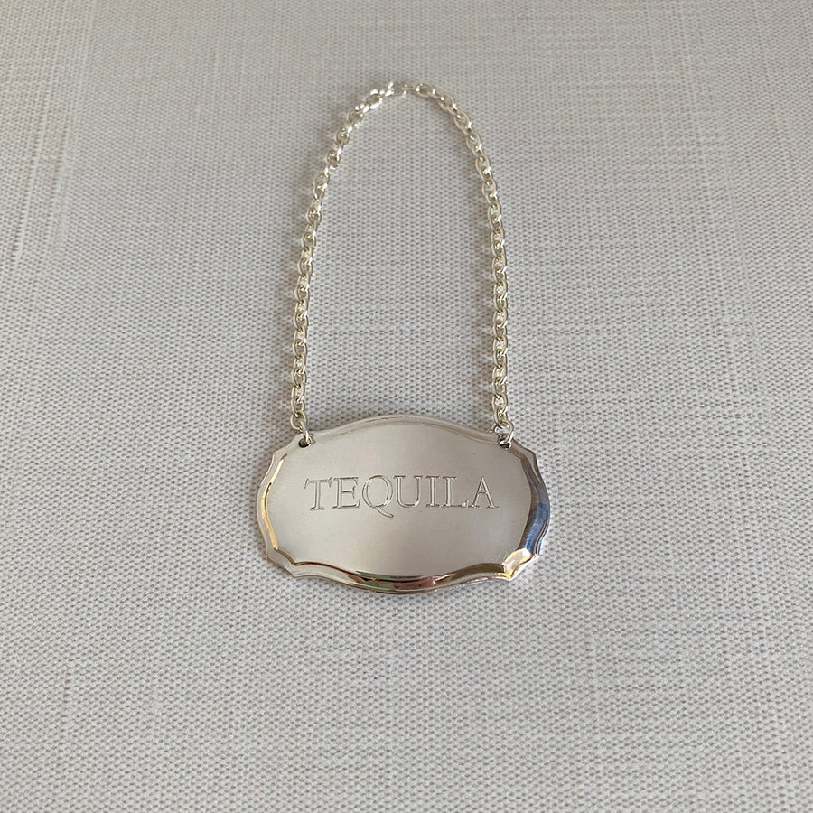 English Silver-Plated Chippendale Style Plain Decanter Label