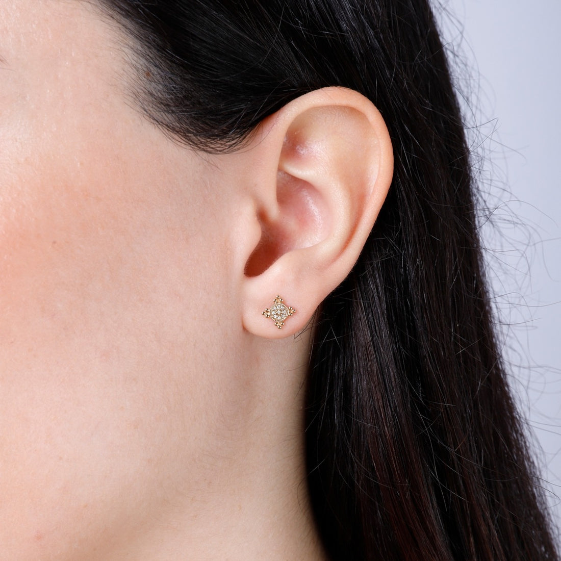 Diamond 14K Yellow Gold Granulation Stud Earrings