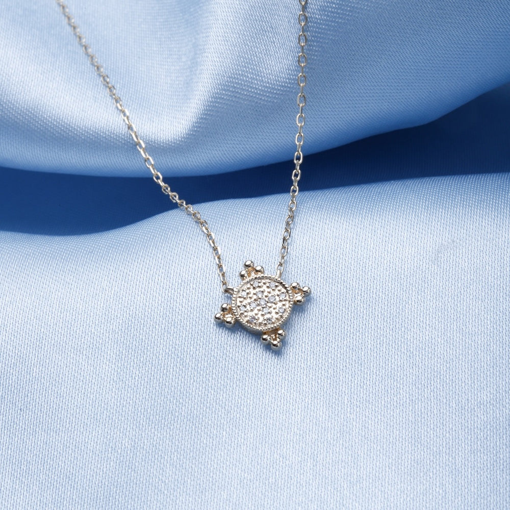 Diamond 14K Yellow Gold Granulation Pendant Necklace